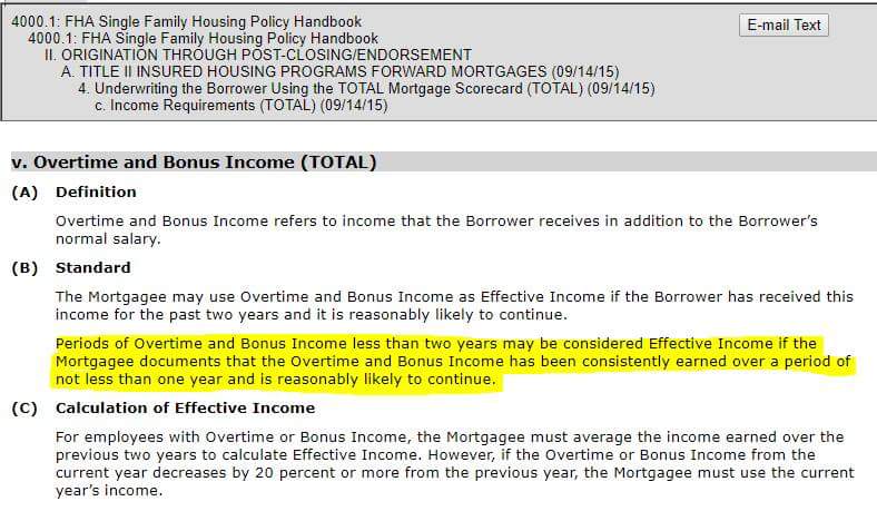 FHA How To Use Bonus Overtime As Income When Less than 2 years!