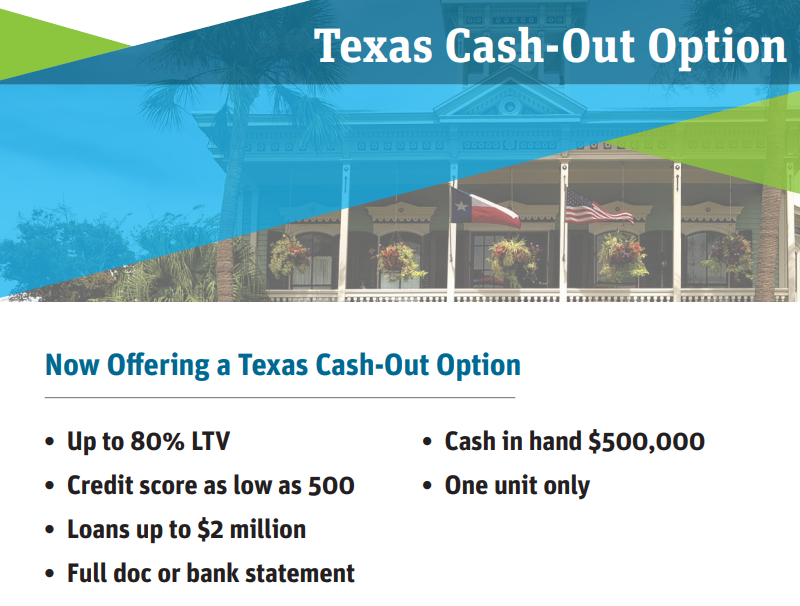 Texas Cash-Out Refinance Mortgage Lenders